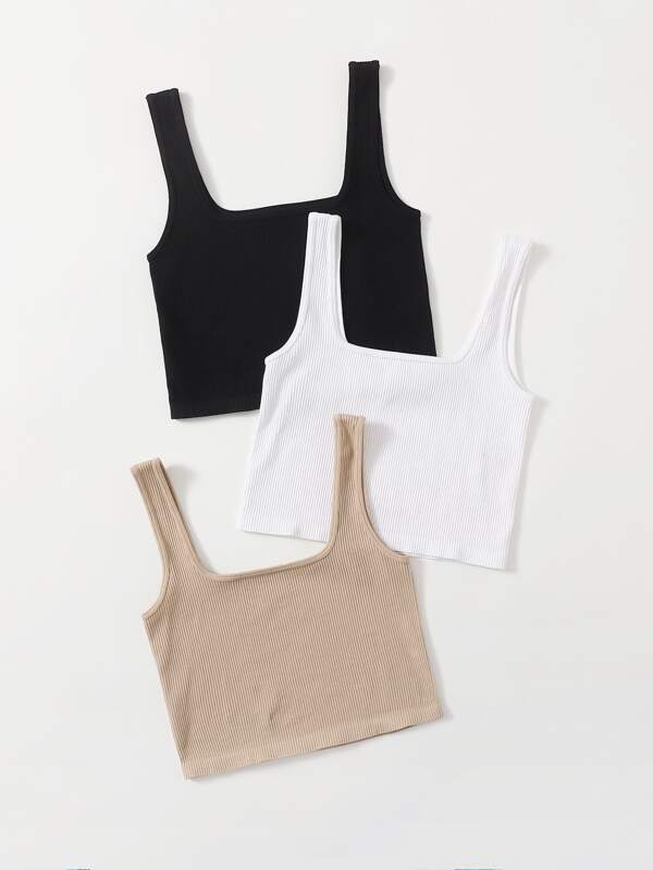Yoga Basic 3 Pack Solid Sports Tank Top | SHEIN USA