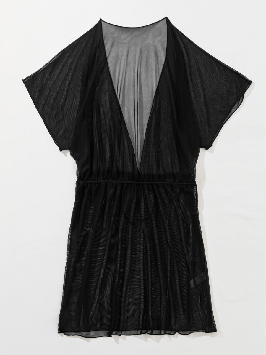 Drawstring Waist Sheer Mesh Cover Up | SHEIN USA