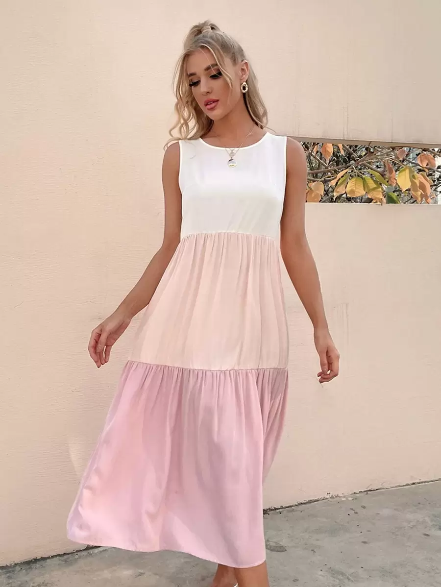 SHEIN LUNE Color Block Smock Dress | SHEIN USA