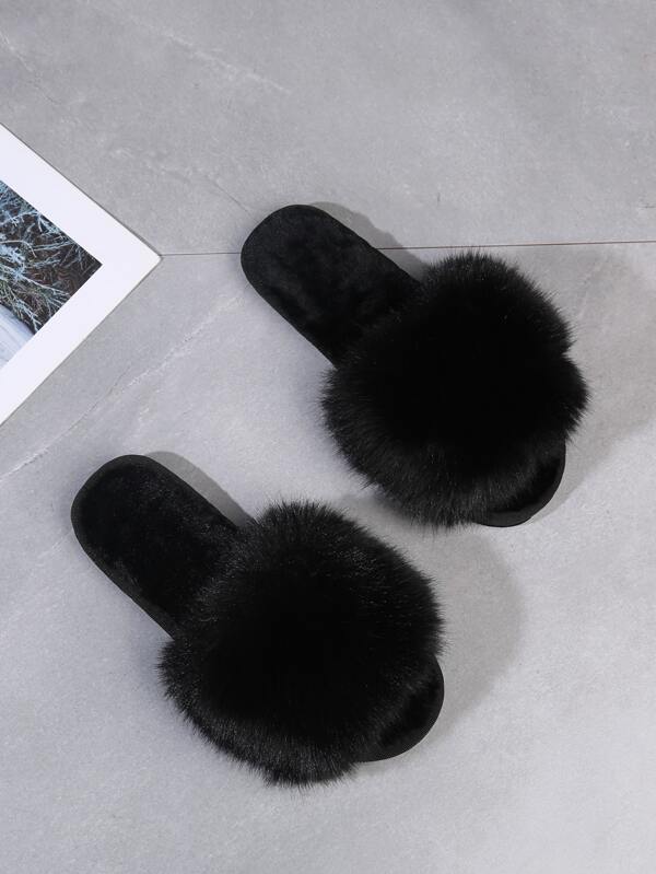 Open Toe Fluffy Bedroom Slippers | SHEIN USA