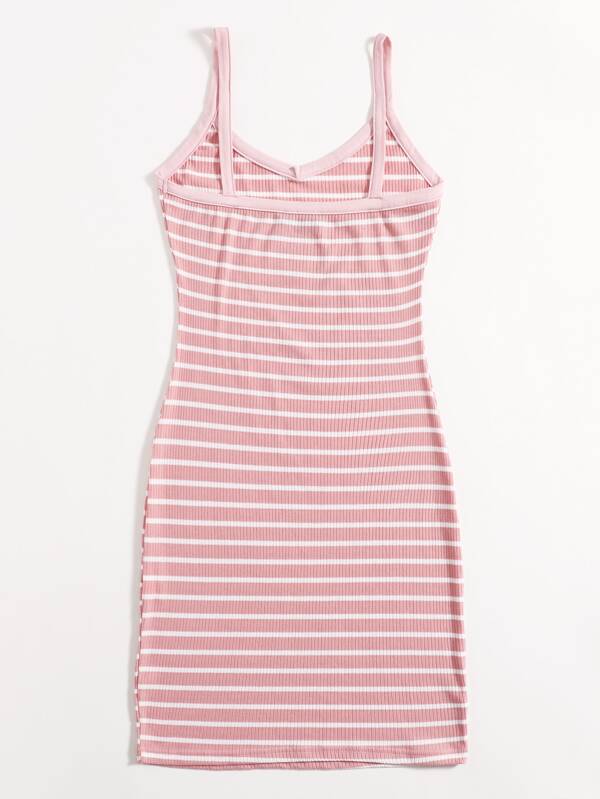 SHEIN Qutie Striped Rib-knit Bodycon Dress | SHEIN USA
