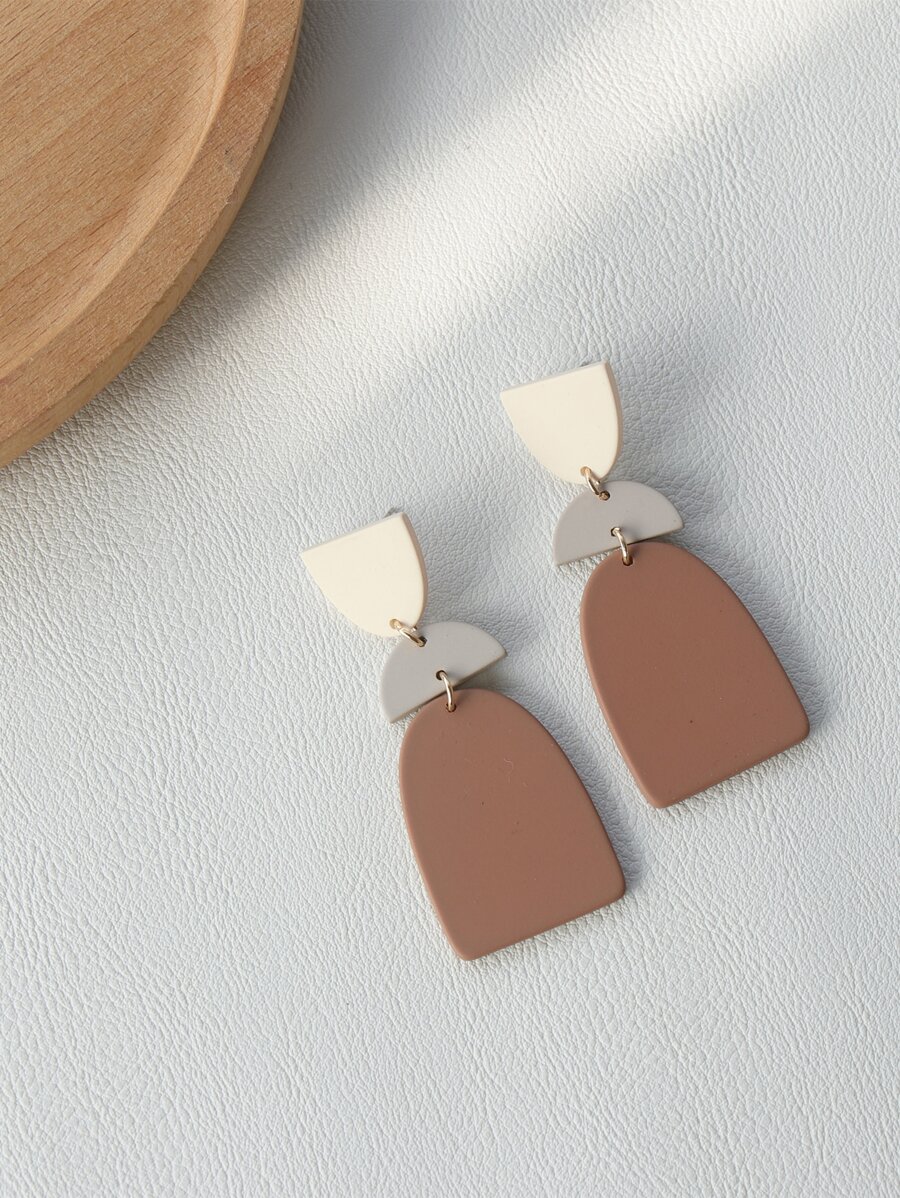Color Block Geo Drop Earrings | SHEIN USA