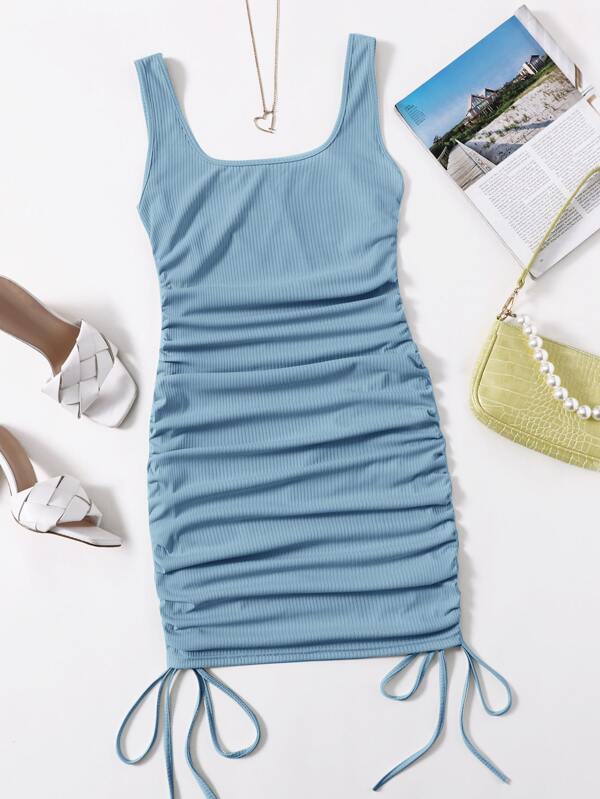 Drawstring Side Tank Bodycon Dress | SHEIN UK