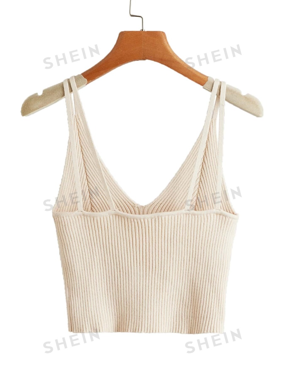 SHEIN EZwear Solid Rib Knit Top | SHEIN UK