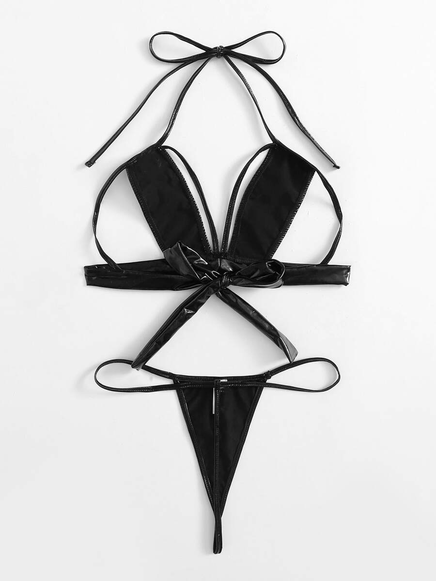 Faux Leather Lingerie Set Shein Usa