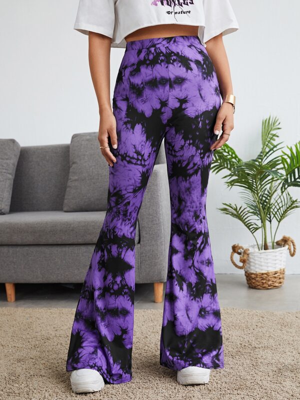 SHEIN Coolane Tie Dye Flare Leg Pants | SHEIN USA
