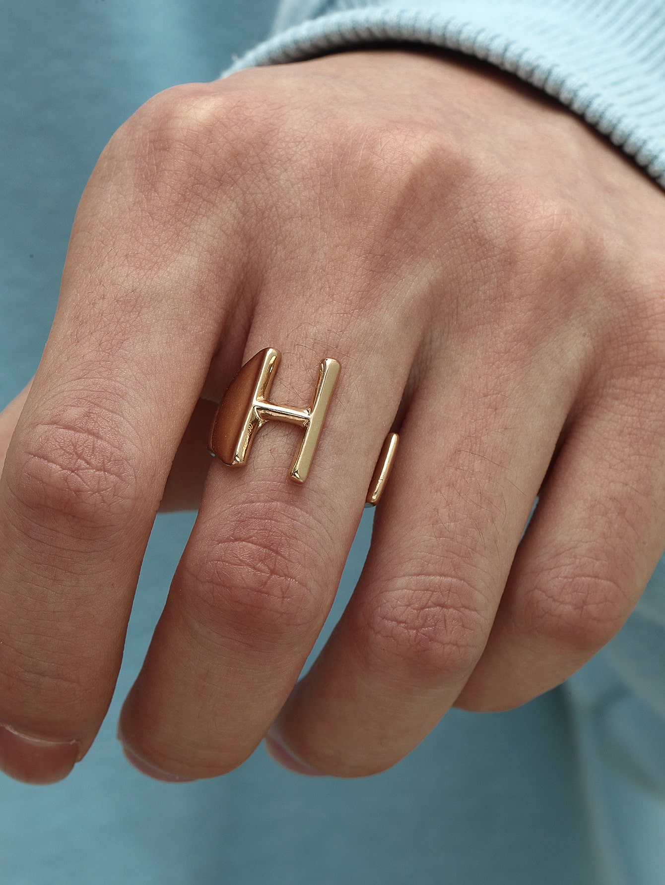 Men Letter Design Cuff Ring
