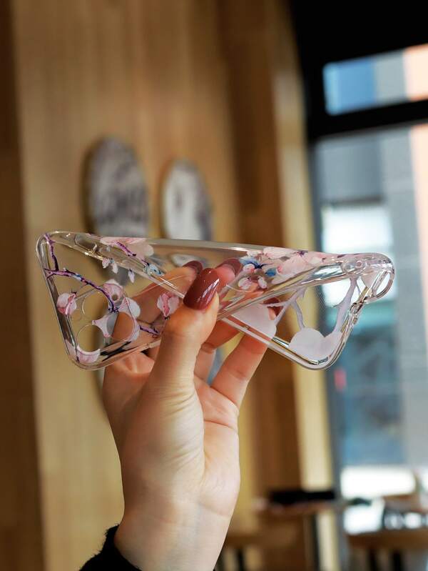 Flower Pattern Clear Phone Case | SHEIN USA