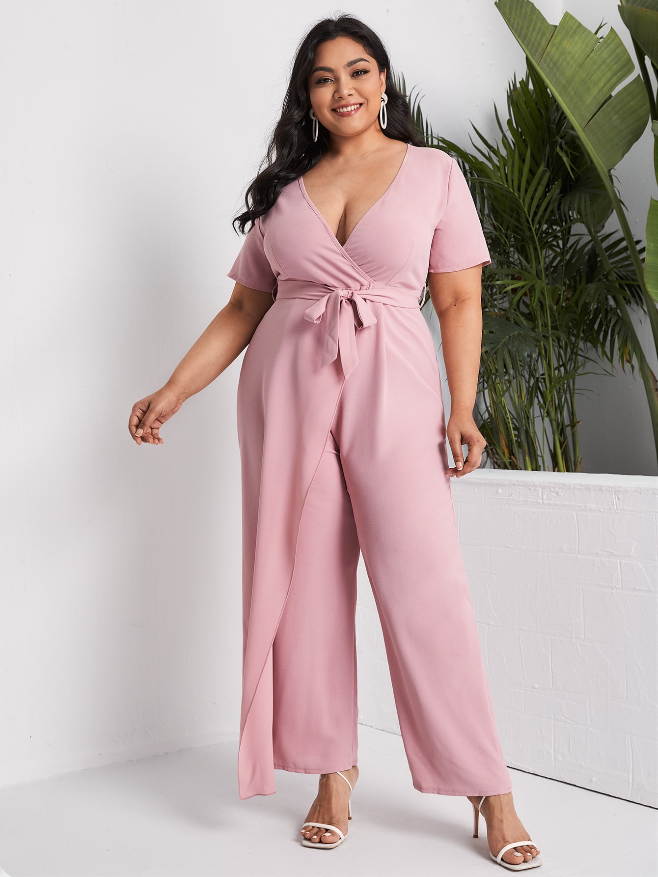 Culotte incrociata arricciata con cintura con scollo profondo