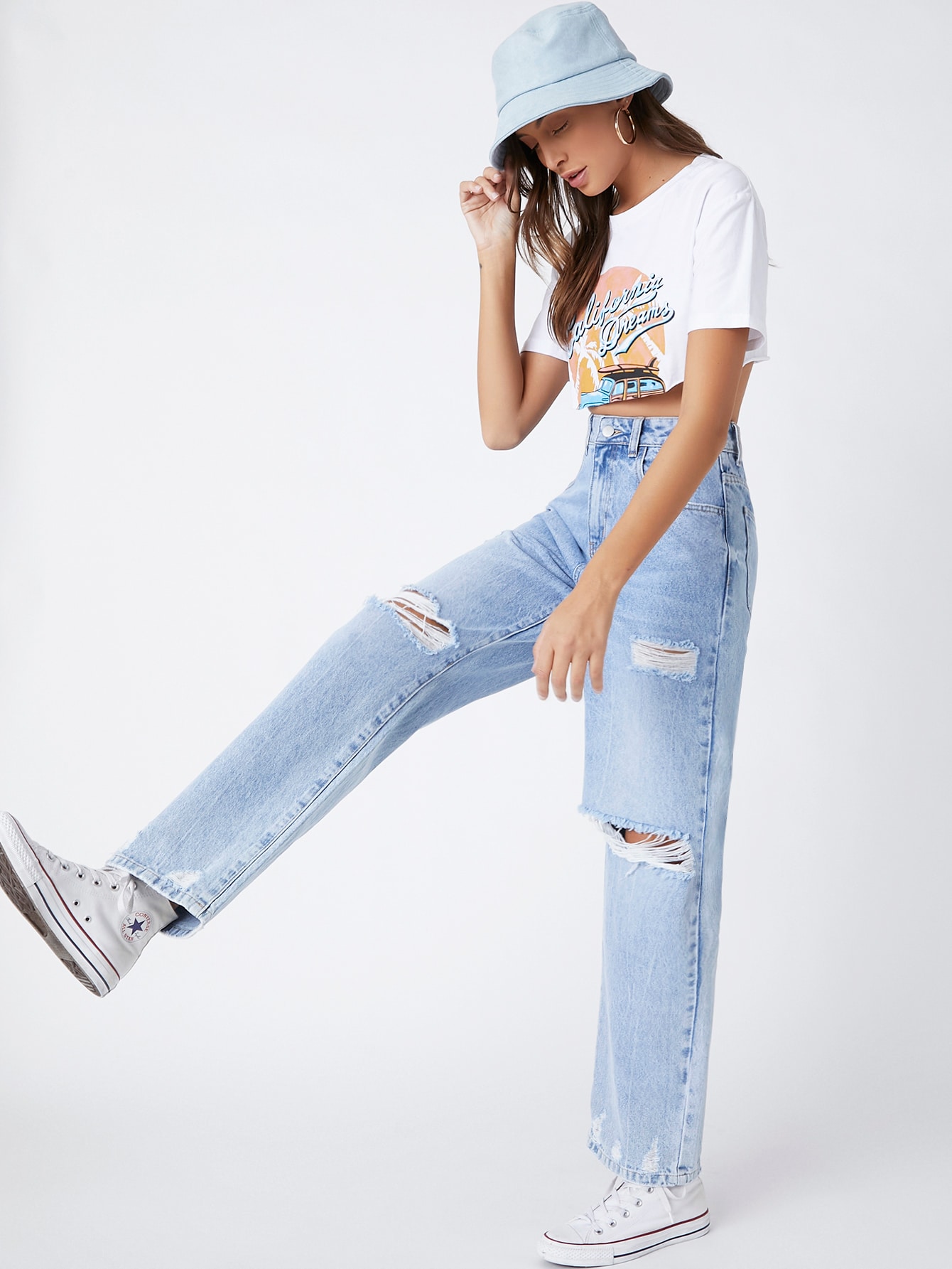 SHEIN 90s vintage High-Waist Denim Straight Boyfriend Jeans | SHEIN EUR