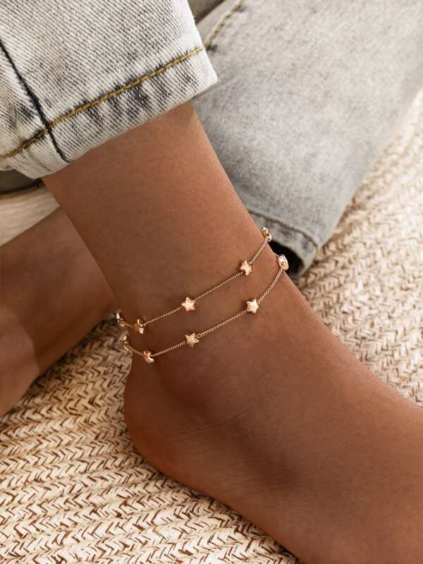 Star Decor Layered Anklet | SHEIN USA