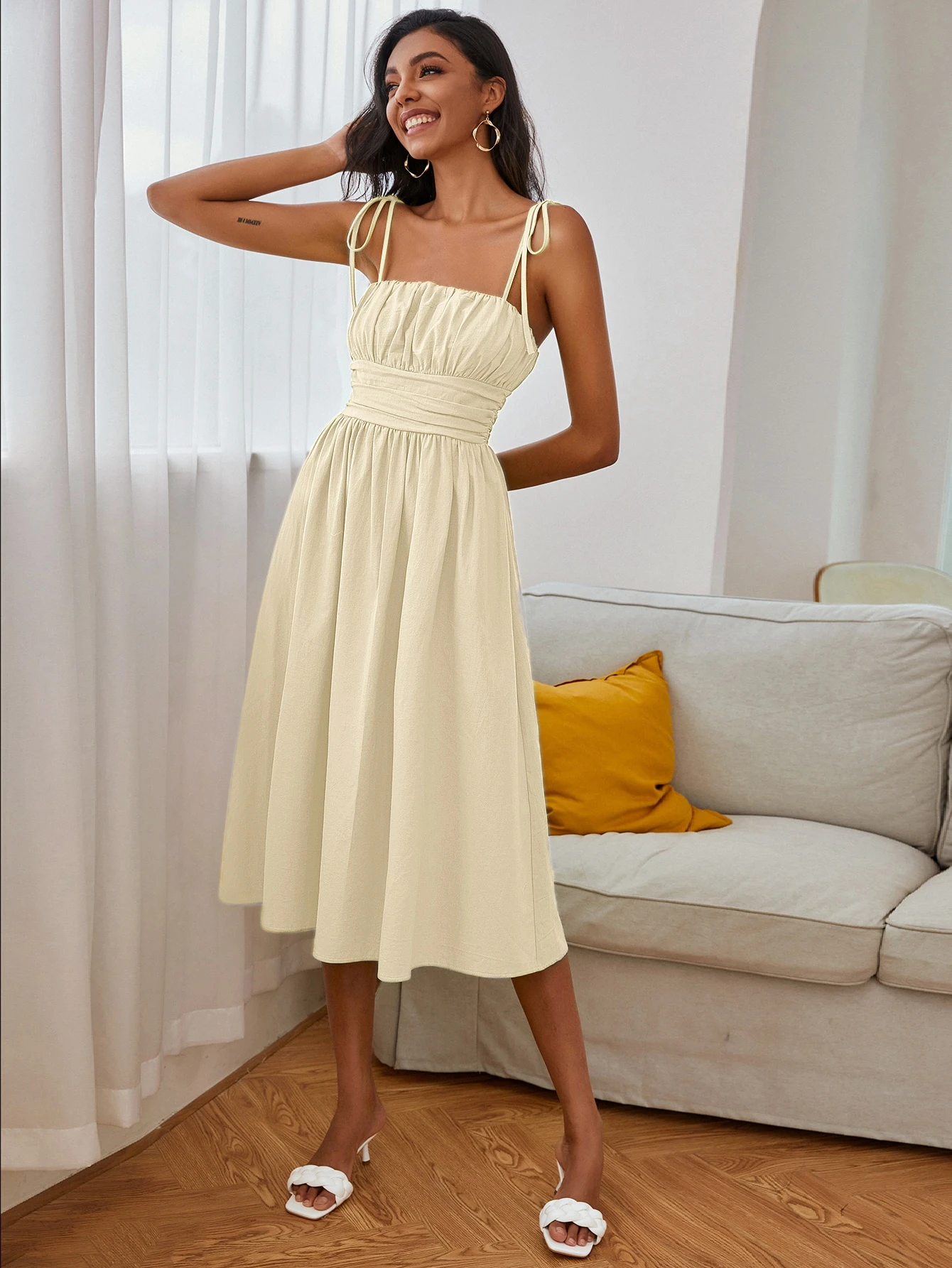 Double Crazy Ruched Bust Cami Dress | SHEIN EUR