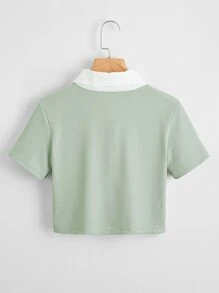 SHEIN EZwear Polo Neck Button Front Tee | SHEIN UK