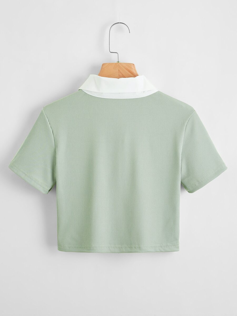 SHEIN EZwear Polo Neck Button Front Tee | SHEIN UK