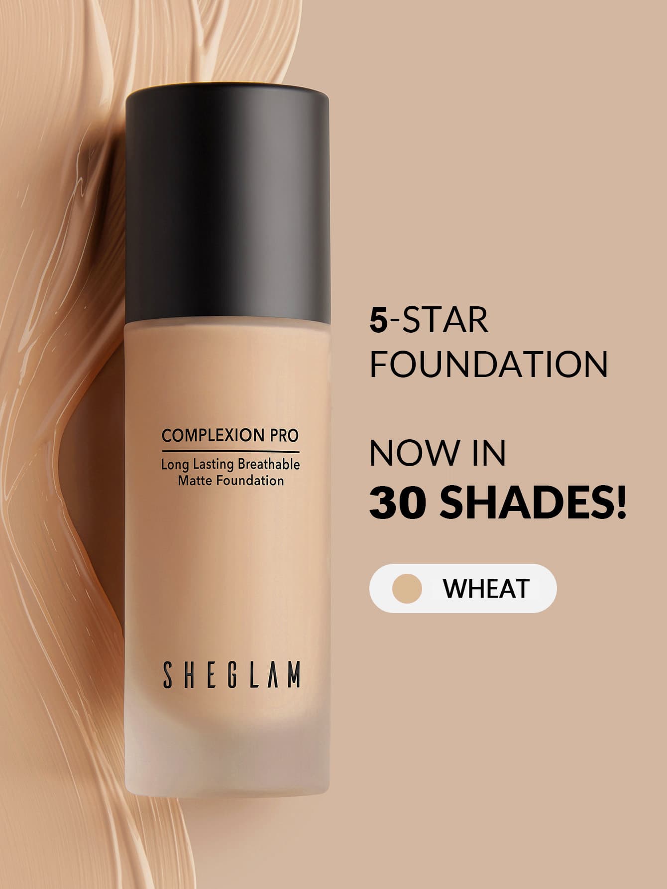 SHEGLAM COMPLEXION PRO Long Lasting Breathable Matte Foundation-Wheat