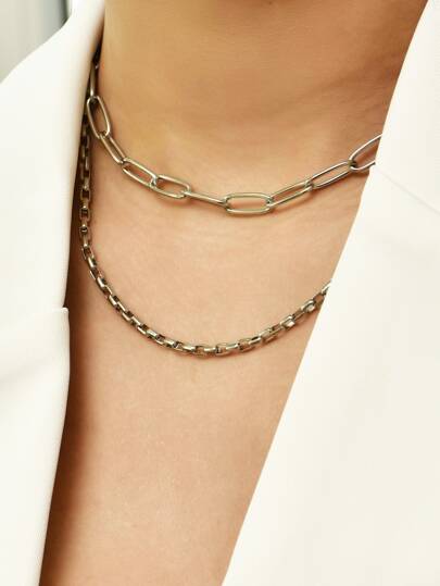 2pcs Minimalist Chain Necklace | SHEIN
