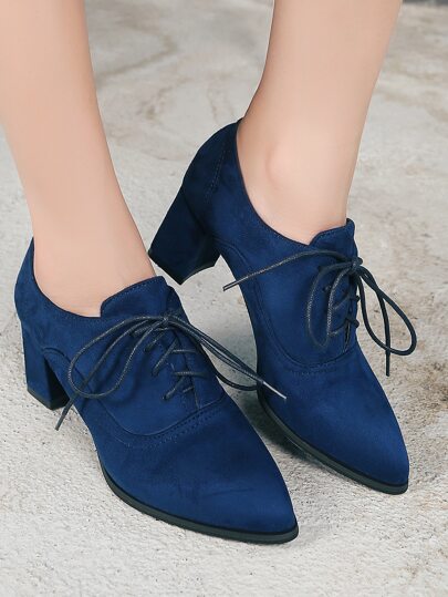 Lace-up Front Chunky Oxford Pumps | SHEIN USA