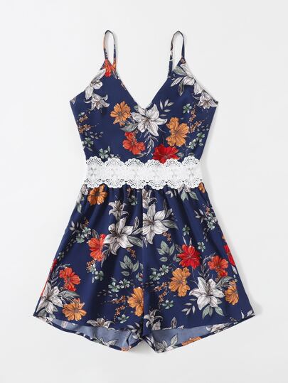 Floral Print Cami Romper