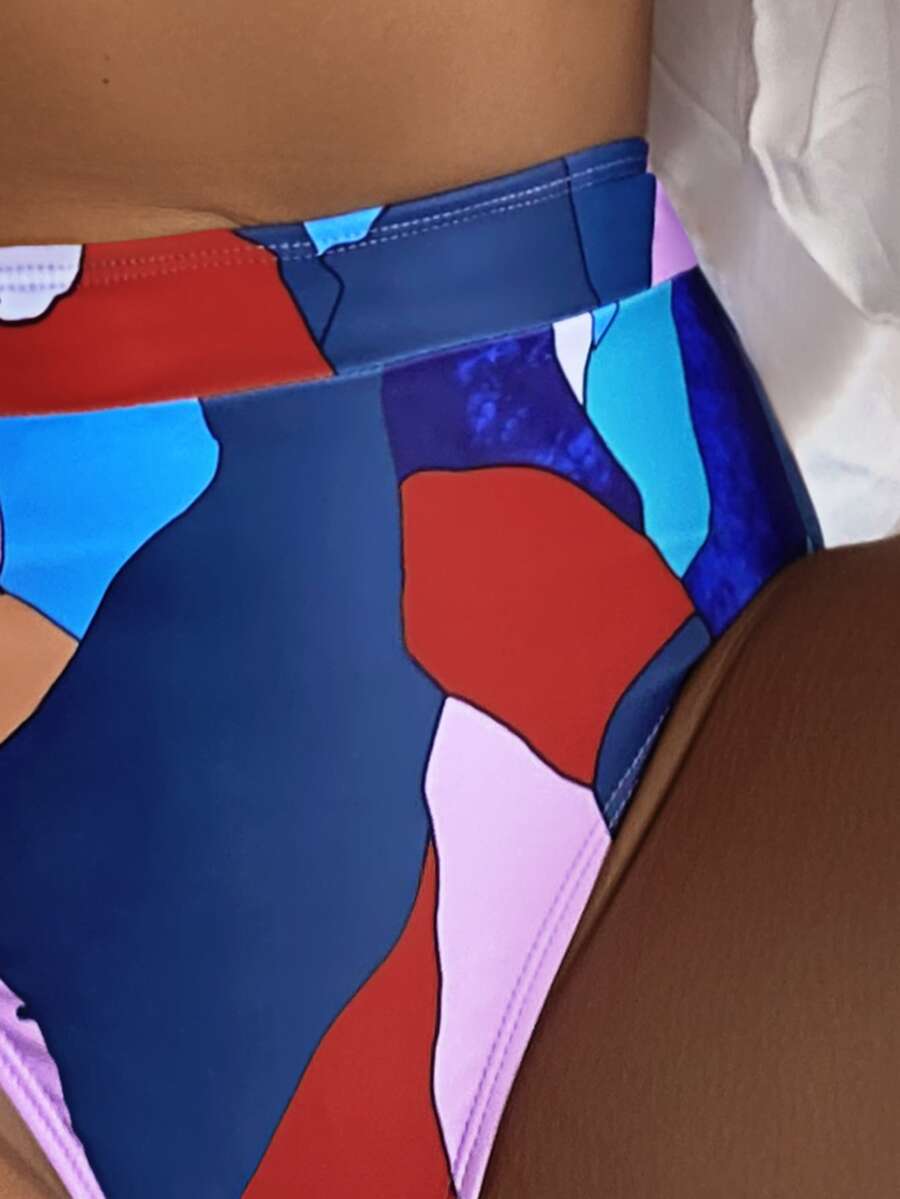 Color Block High Waisted Bikini Swimsuit Shein Usa
