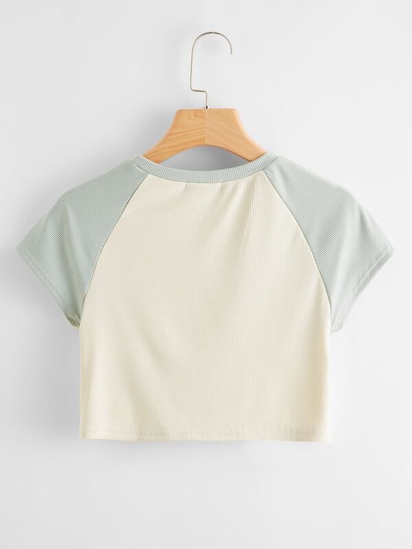 Shein Qutie Letter Graphic Raglan Sleeve Crop Tee Shein Uk