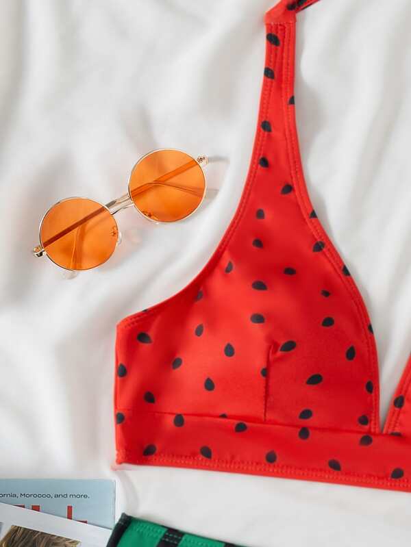 Watermelon Pattern High Waist Bikini Swimsuit | SHEIN USA
