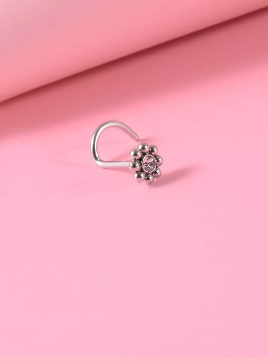 Flower Decor Nose Stud Stainless Steel Fashion Punk Perfect Piercing ...