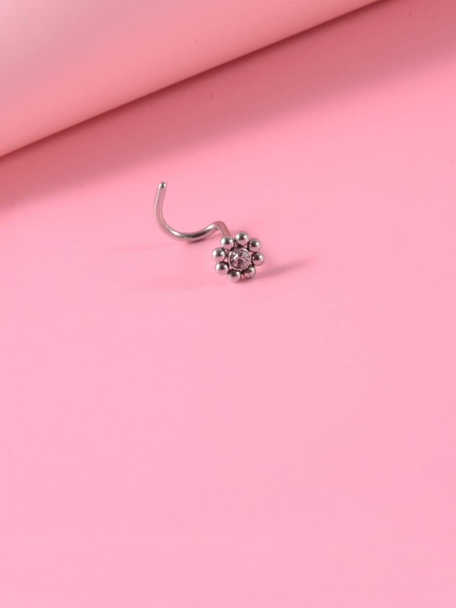 Flower Decor Nose Stud Stainless Steel Fashion Punk Perfect Piercing ...