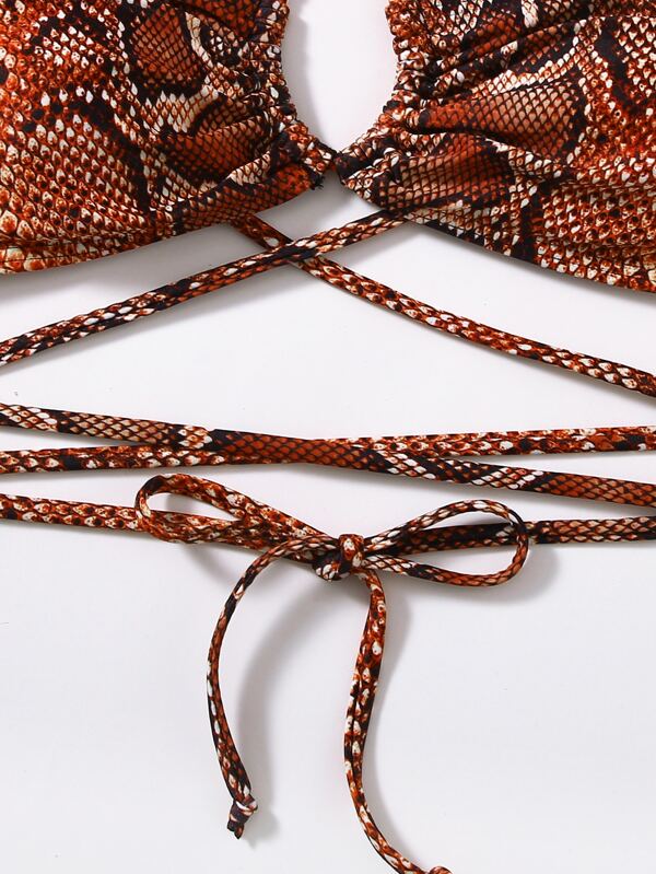 Our 3pack Snakeskin Bikini Swimsuit With Beach Skirt is such a vibe - ROMWE