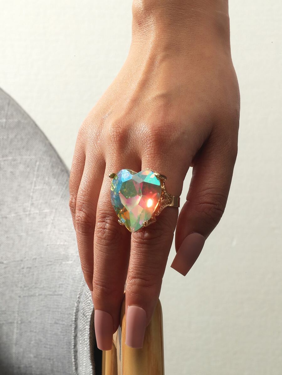 Heart Design Gemstone Decor Ring | SHEIN USA