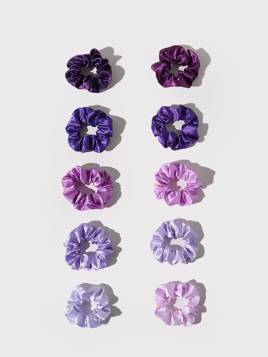 1pc/10pcs Satin Hair Scrunchies Set Dopamine Carnival Mardi GrasHair ...