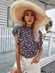 Ditsy Floral Ruffle Trim Blouse | SHEIN USA