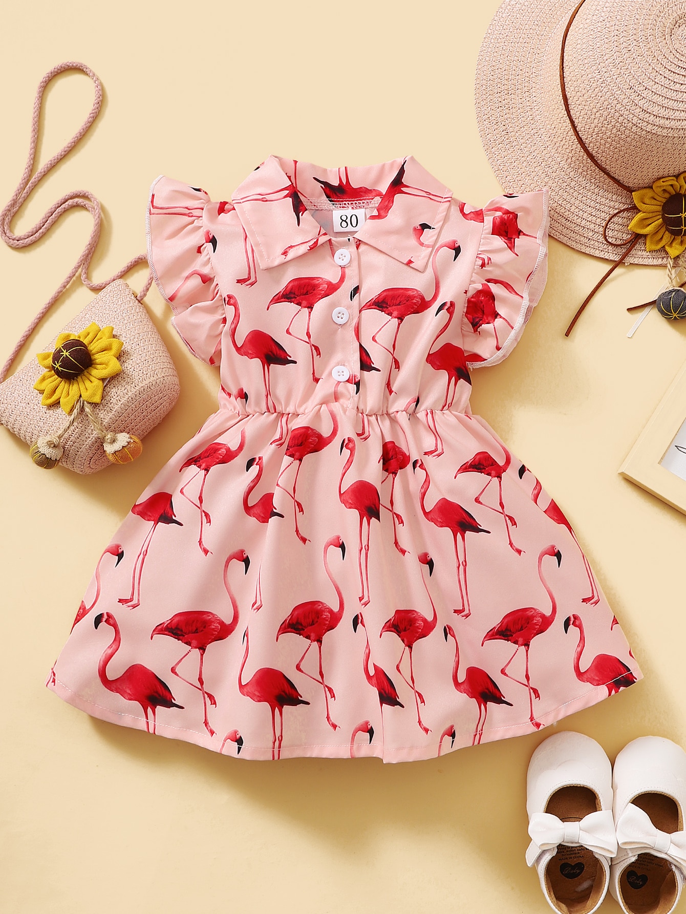 Baby Girl Flamingo Print Dress