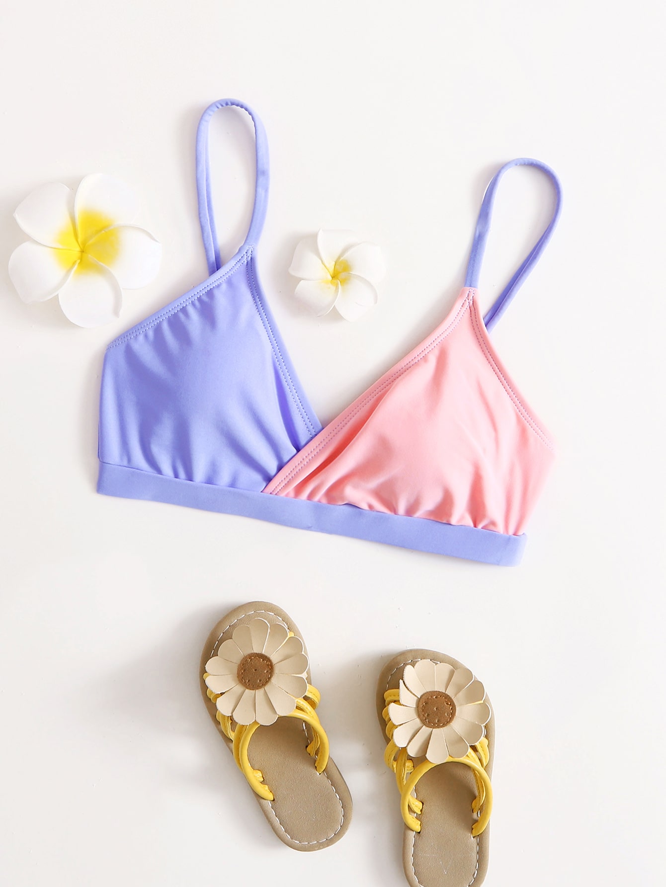 Girls Color Block Bikini Top