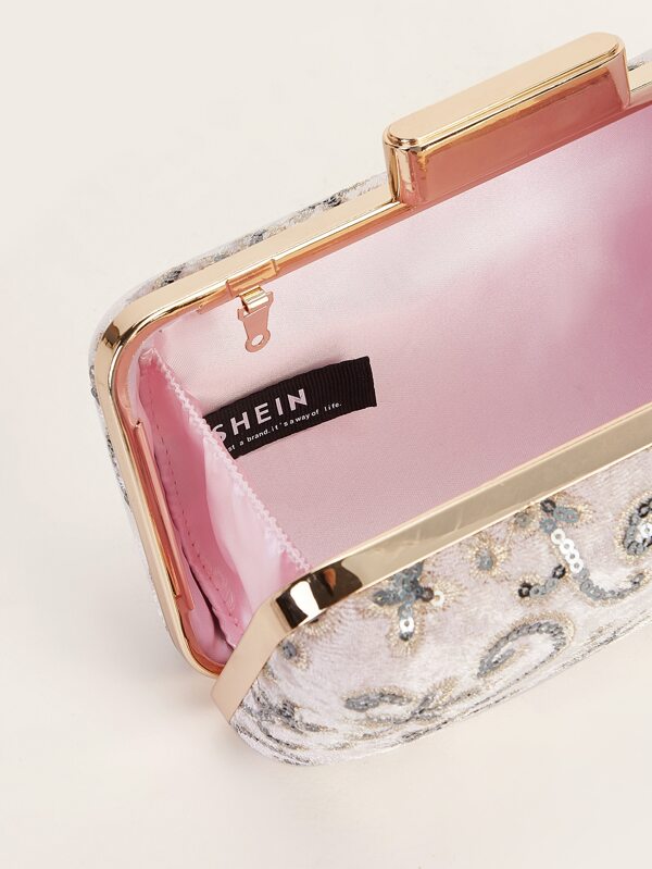 Sequins Decor Floral Pattern Box Bag | SHEIN USA