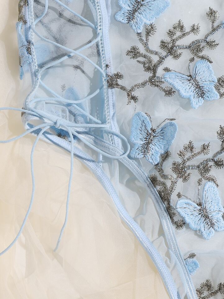 Bestickter Mesh Teddy Body mit Band | SHEIN Schweiz