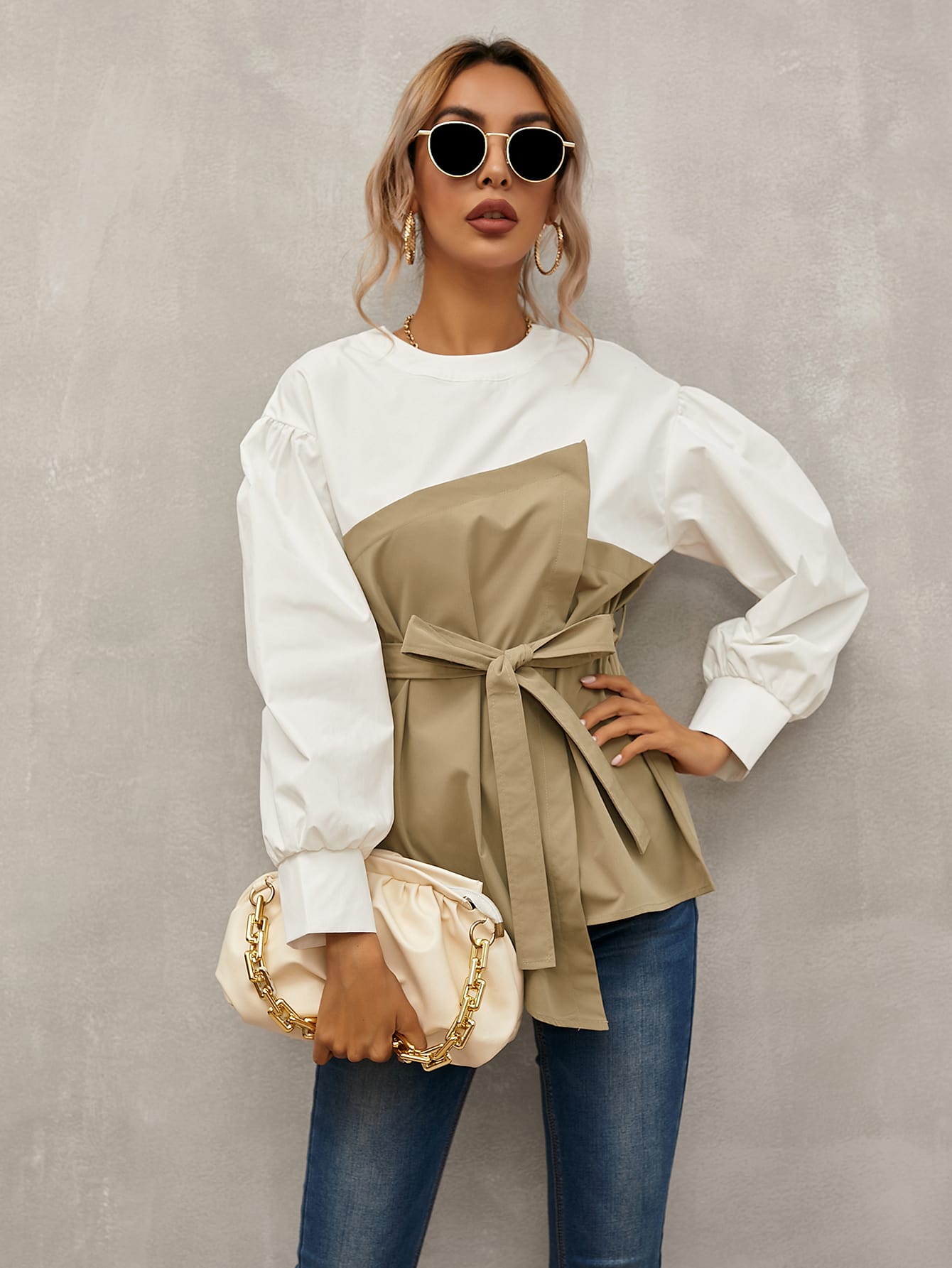 SHEIN LUNE Top 2 en 1 con cinturón de espalda con abertura de ojo ...