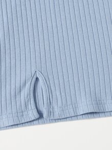 SHEIN Qutie Solid Notched Neck Rib-knit Dress | SHEIN USA