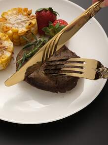 4pcs Stainless Steel Cutlery Set | SHEIN USA