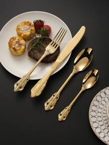 4pcs Stainless Steel Cutlery Set | SHEIN USA