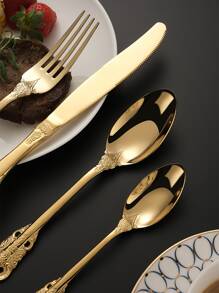 4pcs Stainless Steel Cutlery Set | SHEIN USA
