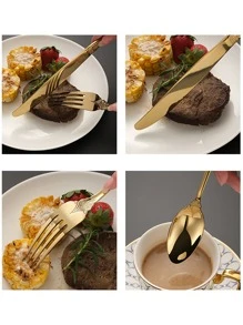 4pcs Stainless Steel Cutlery Set | SHEIN USA