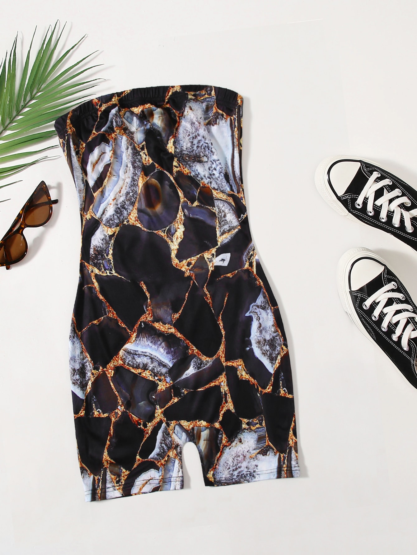 SHEIN Unity Marble Print Unitard Romper | SHEIN USA