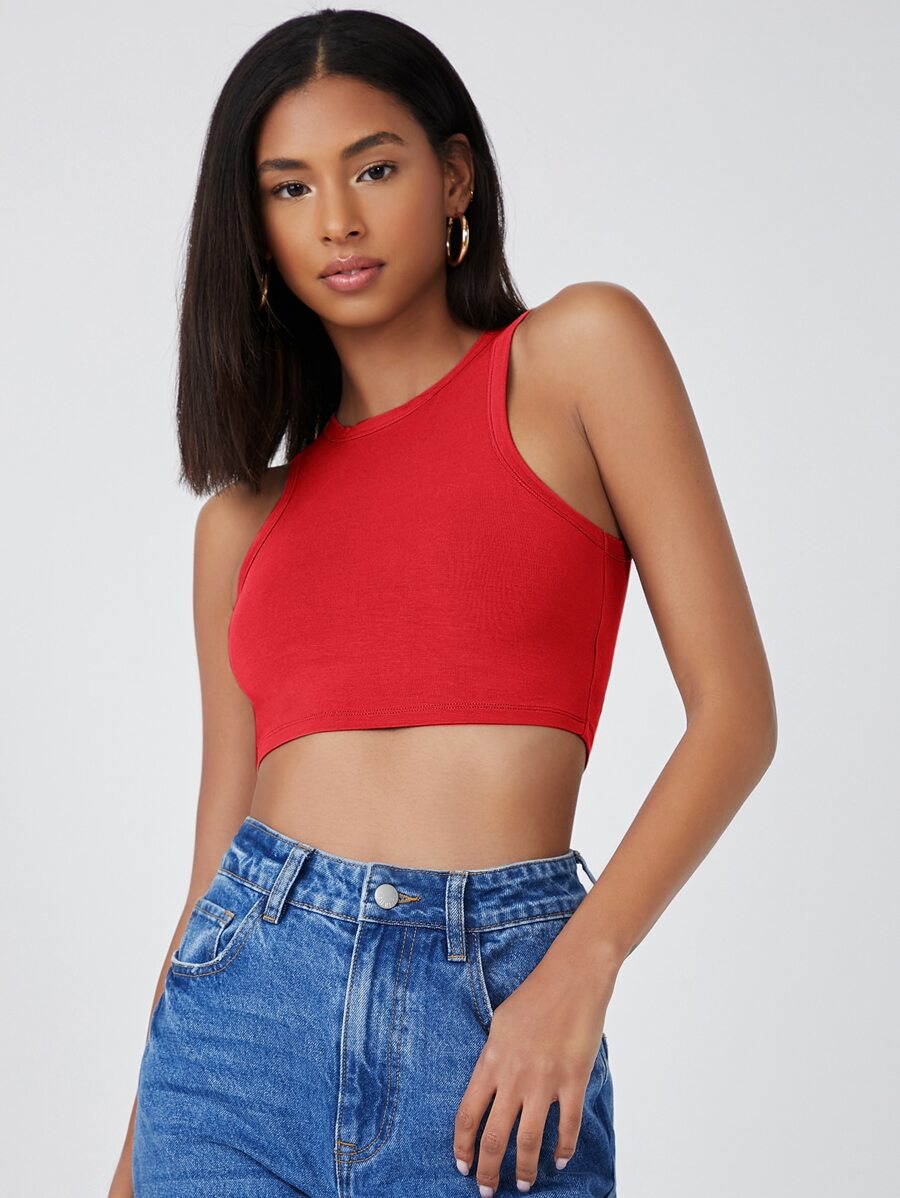 SHEIN BASICS Solid Crop Tank Top | SHEIN UK
