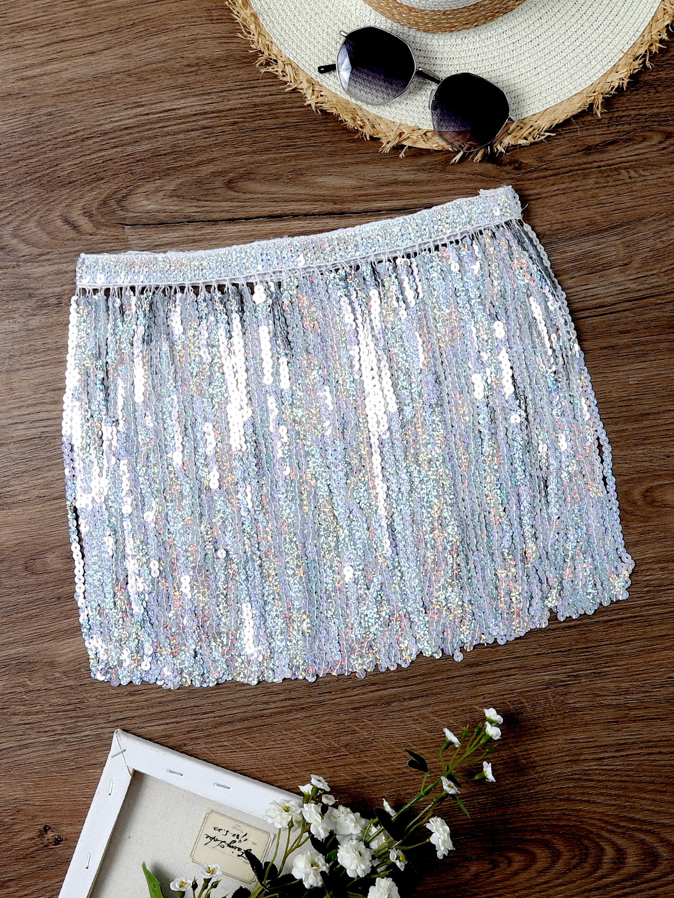 Sequin Fringe Cover Up Skirt | SHEIN UK