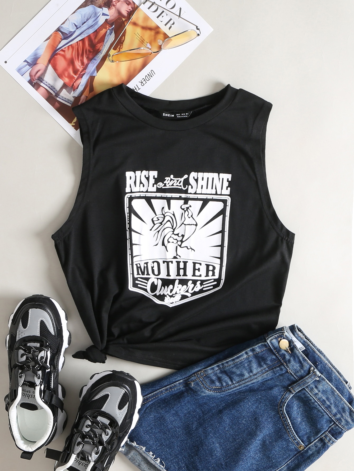 Top Tank Con Estampado De Letra Moda De Mujer Shein México
