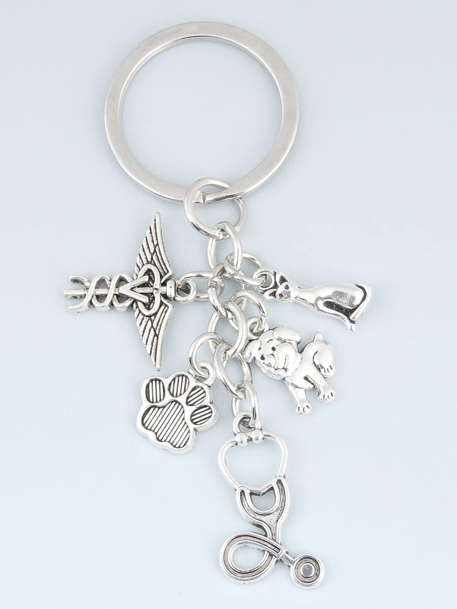 Dog & Paw Charm Keychain | SHEIN USA