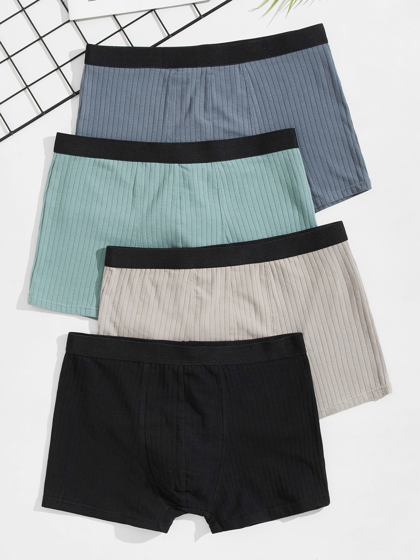 Men 4 Pack Rib-knit Boxer Brief