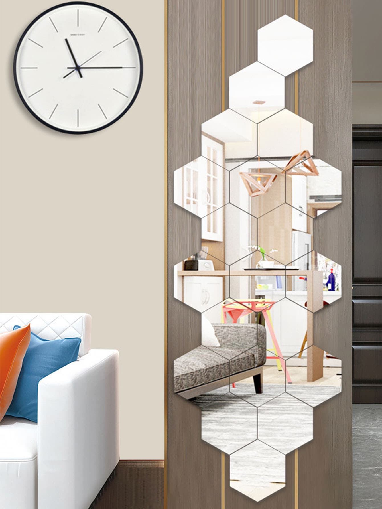 12pcs Hexagon Mirror Surface Wall Sticker | SHEIN USA