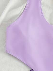 SHEIN Swim Vcay Color Block Cut-out One Shoulder One Piece Swimsuit ...