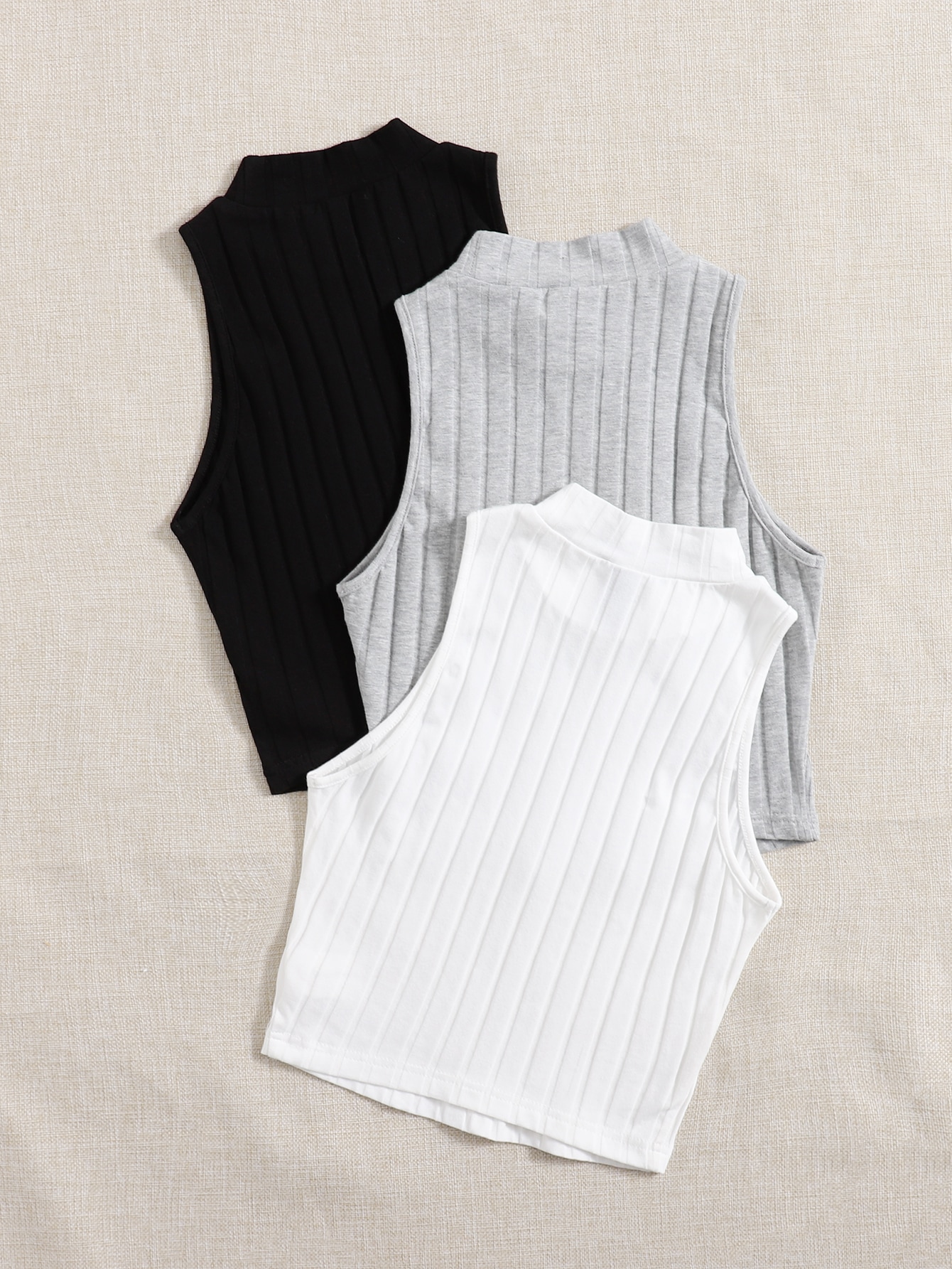 Shein Ezwear 3 Pack Mock Neck Rib Knit Tank Top Shein Uk